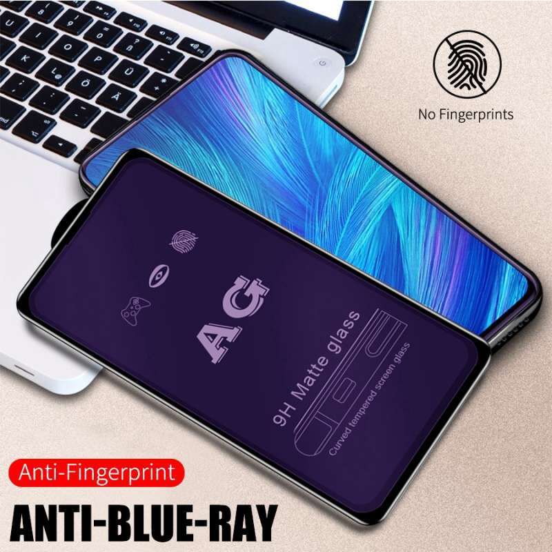OPPO Realme C2 C3 C11 C12 C15 C17 A1k AG ANTI BLUE MATTE ANTI FINGERPRINT FULL COVER TEMPERED ...