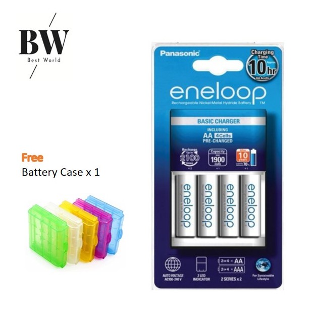 Panasonic Eneloop Basic Charger 10hrs with 4 pcs AA Batteries | Shopee ...