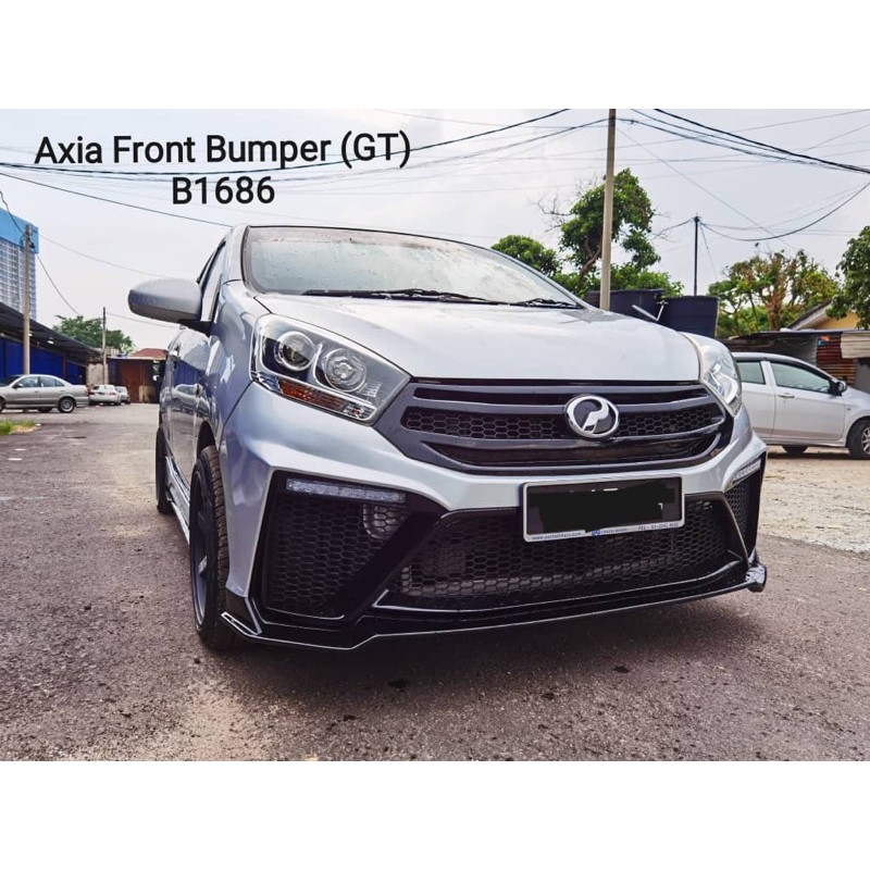 Perodua Axia Gt style front bumper side skirt lip led body kit bodykit ...