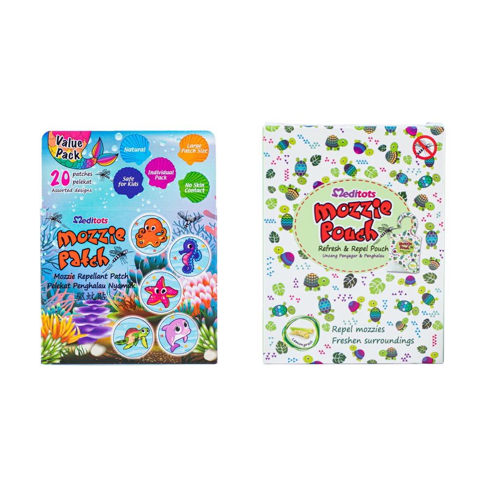 Meditots Mosquito Repellent Mozzie Patch & Mozzie Pouch - Lemongrass ...