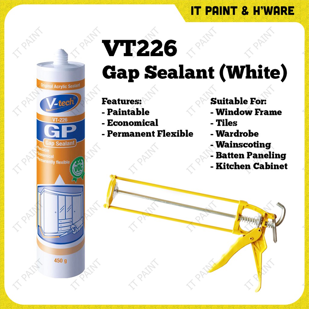 V-Tech VT-226 Bostik A326 General Purpose Silicone GP Gap Sealant White ...