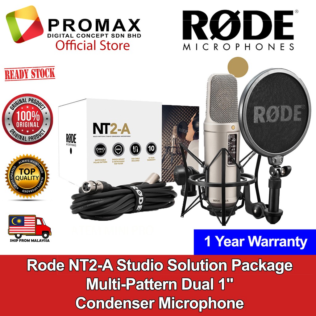 Rode NT2-A Studio Solution Package Multi-Pattern Dual 1" Condenser ...