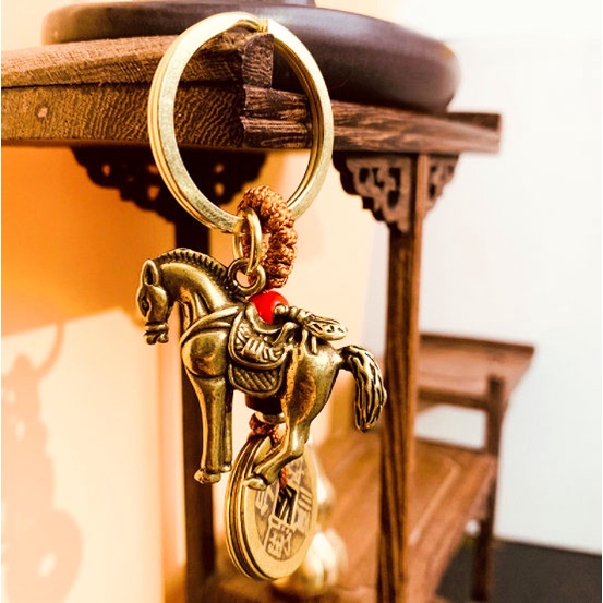 Copper keychain, brass lucky coin hanging keychain, meaningful gift ...