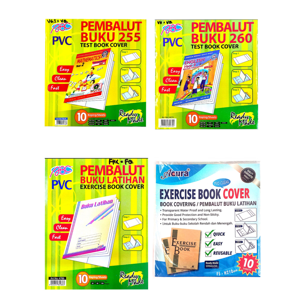 ABC PVC BOOK COVER ( F5 EX BOOK , 255MM TEST BOOK , 260MM TEST BOOK ...