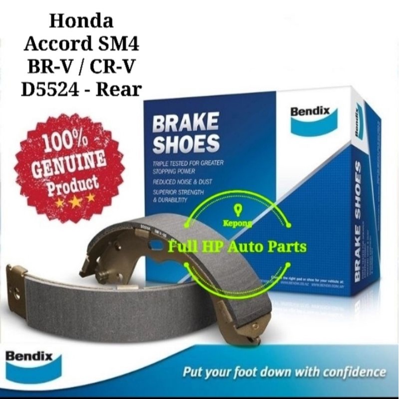 Original Bendix D5524 Rear Brake Shoe - H/D Freed/ Accord CB4/ SM4/ CRV / SV4 / BRV BR-V / FB ...