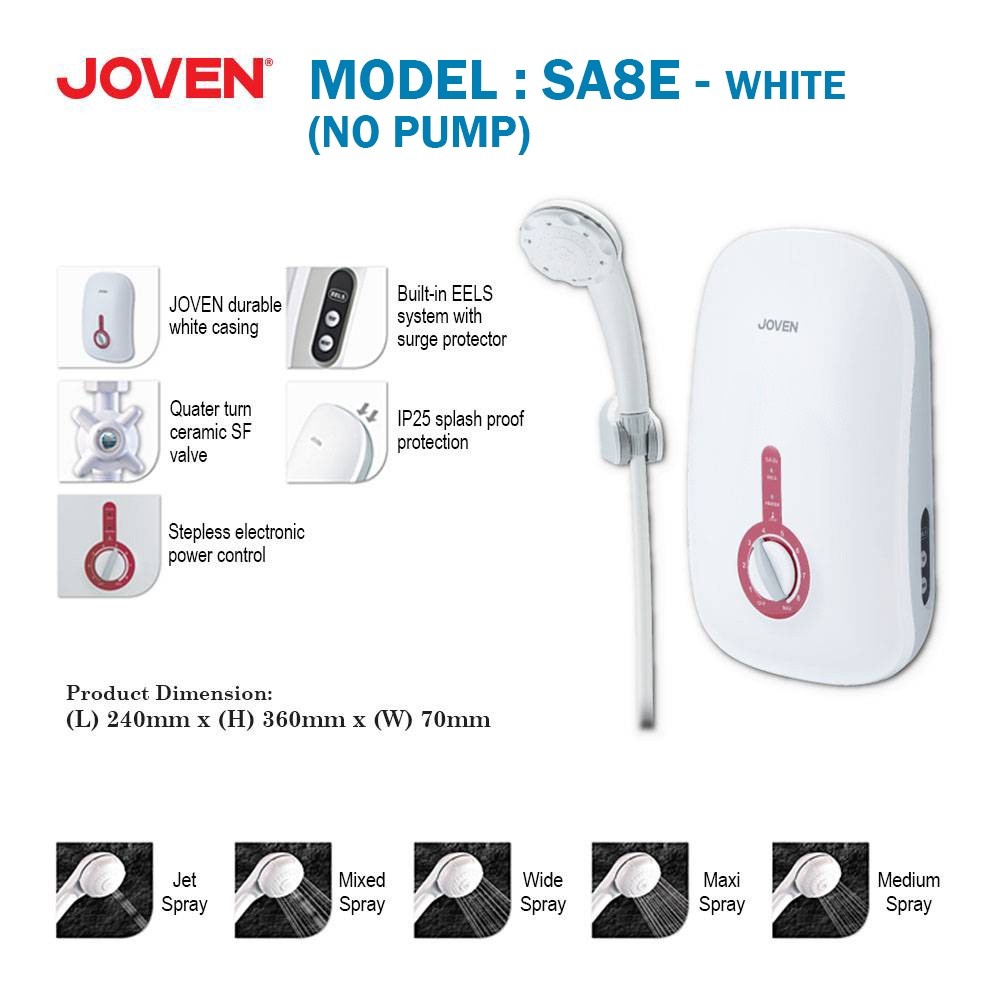 Joven Instant Water Heater SB11 Series SB11e SB11iP RS Inverter DC 熱水器 with Pump Pemanas Air ...
