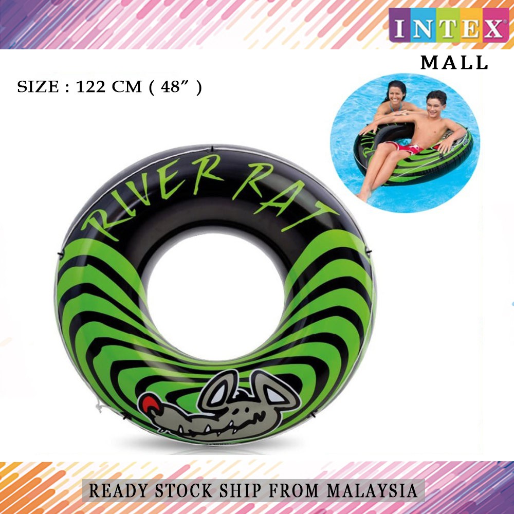 INTEX River Rat Inflatable Swimming Pool Ring With Grab Line Easy ...