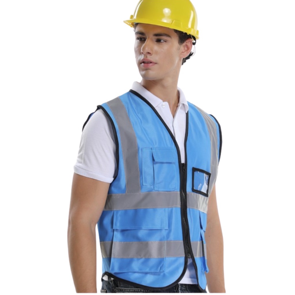 Reflective Safety Vest with Pocket Zip Vest Safety Jacket Unisex Baju ...