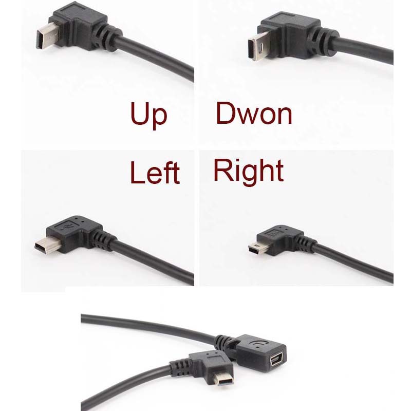 90 Degree 4 Angle Mini USB Female To Mini B 5 Pin Male Cable Adapter ...