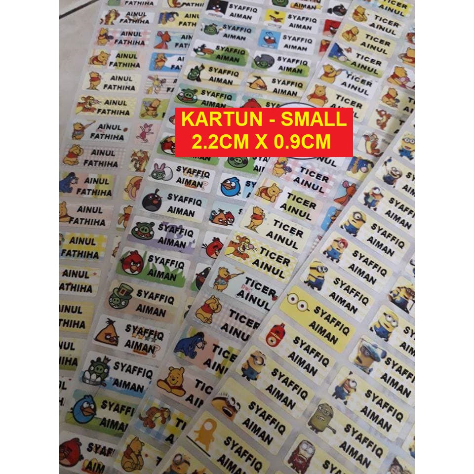 STICKER NAMA 💢KALIS AIR 💢CUTE 💢 TAHAN -22mm X 9mm -KARTUN | Shopee Malaysia