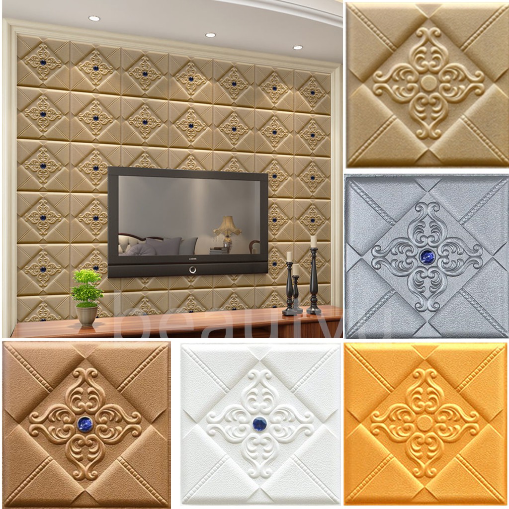 READY STOCK Thick 3D PE Foam Wall paper Sticker Blue Dimond Option ...