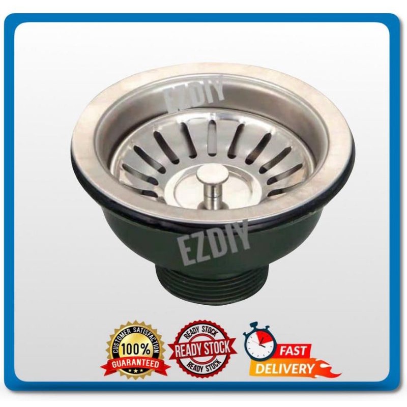 110mm 2-1/2" Stainless steel kitchen sink waste | Shopee Malaysia