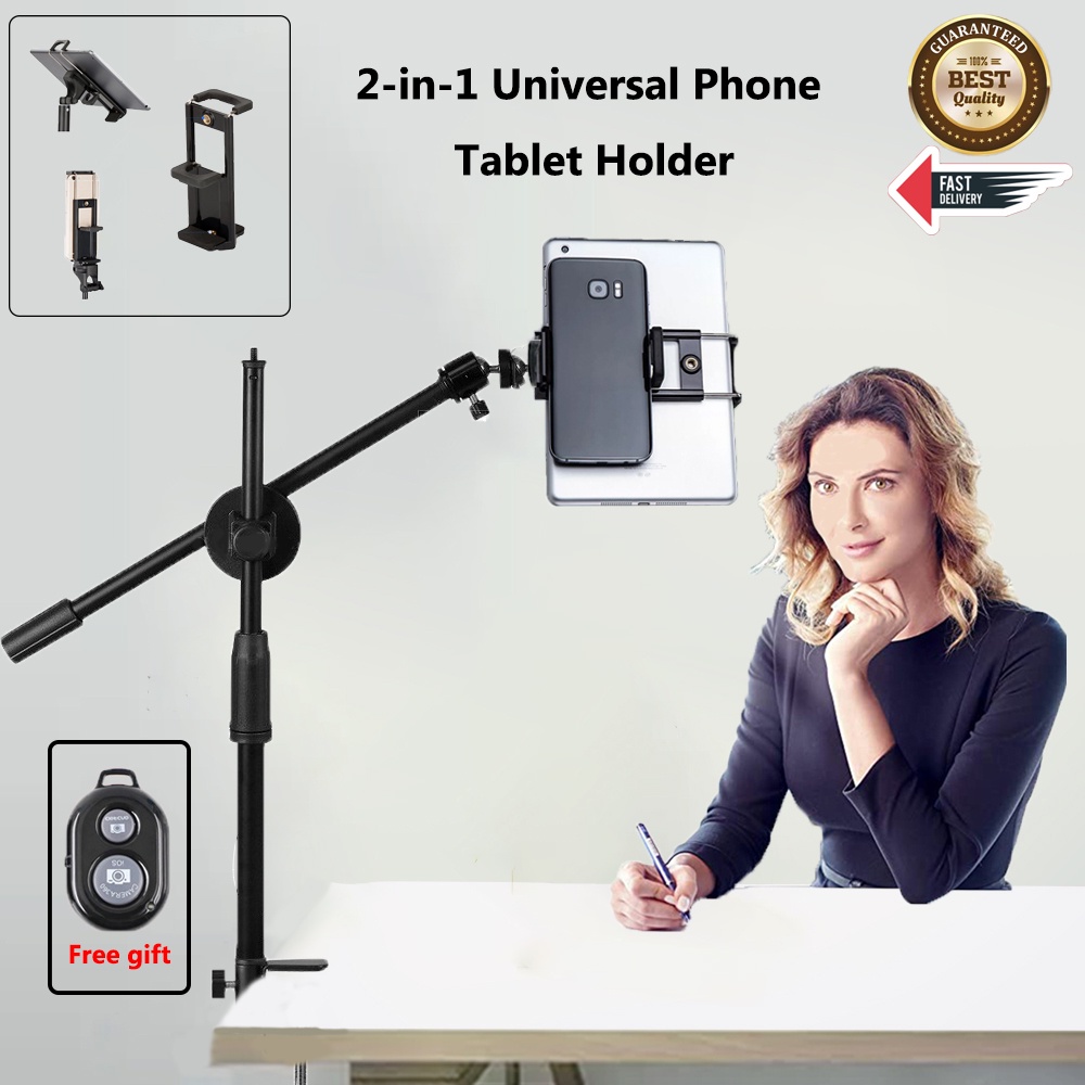 2-in-1 Universal Phone Tablet Table Stand Set Overhead Shot Photography ...