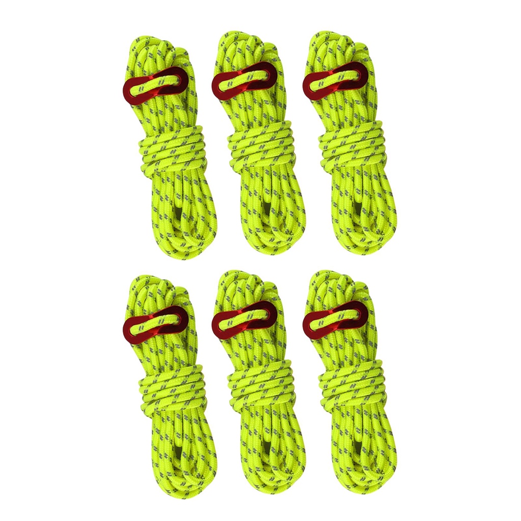 6Pcs Tent Guy Line Ropes Reflective Cord Tent Guide Nylon Rope Paracord ...