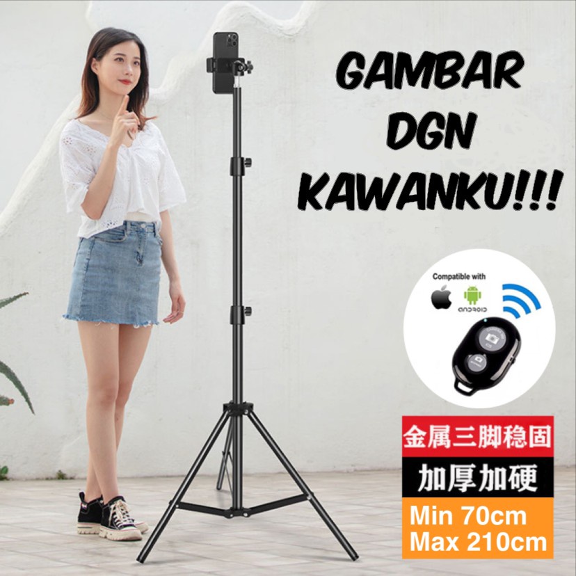 🔥Ship Now KL🔥Portable 210cm Tripod for Phone Adjustable Floor Stand Live Camera Selfie Holder 2 ...