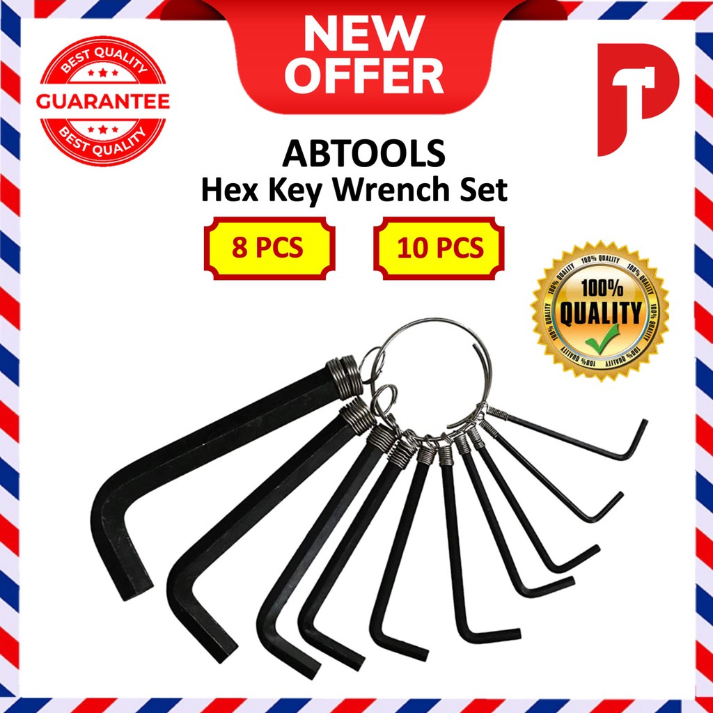 Hexagon Allen Key Wrench Set 🔥 Ready Stocks 🔥 On A Key Ring 1.5mm - 10mm 8pc/10pc | Shopee Malaysia