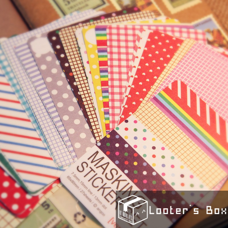 27 Sheets Polka Dot & Stripe Basic Masking Sticker Set (G1040) | Shopee ...