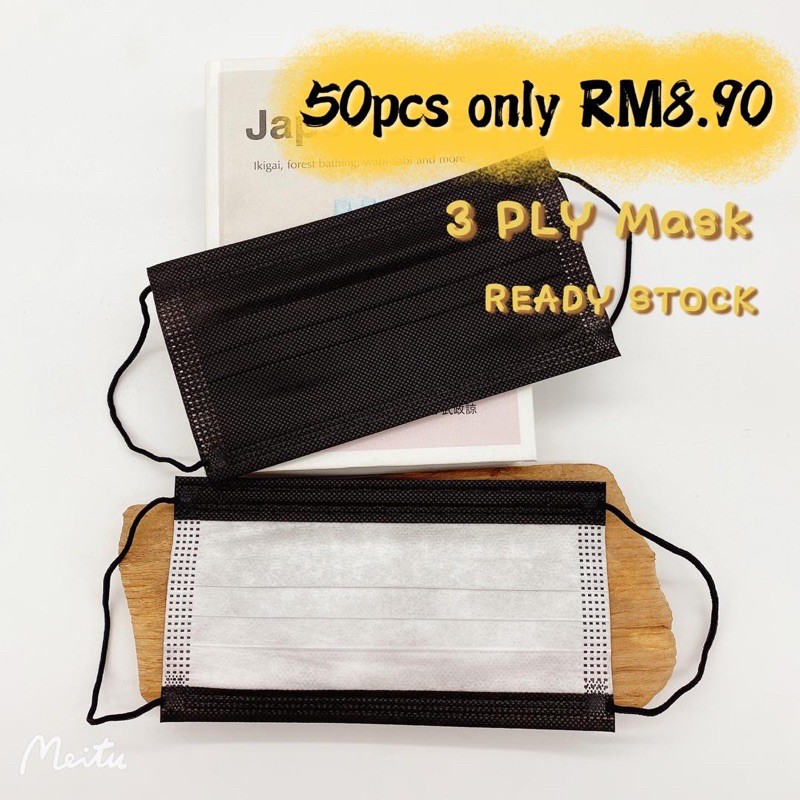 [MALAYSIA] READY STOCK FAST DELIVERY 3PLY MASK HITAM DISPOSAL ...