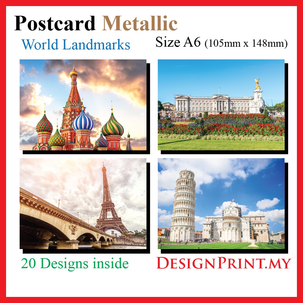 Postcard printed on Metallic Card, with shiny glittering effect Poskad ...