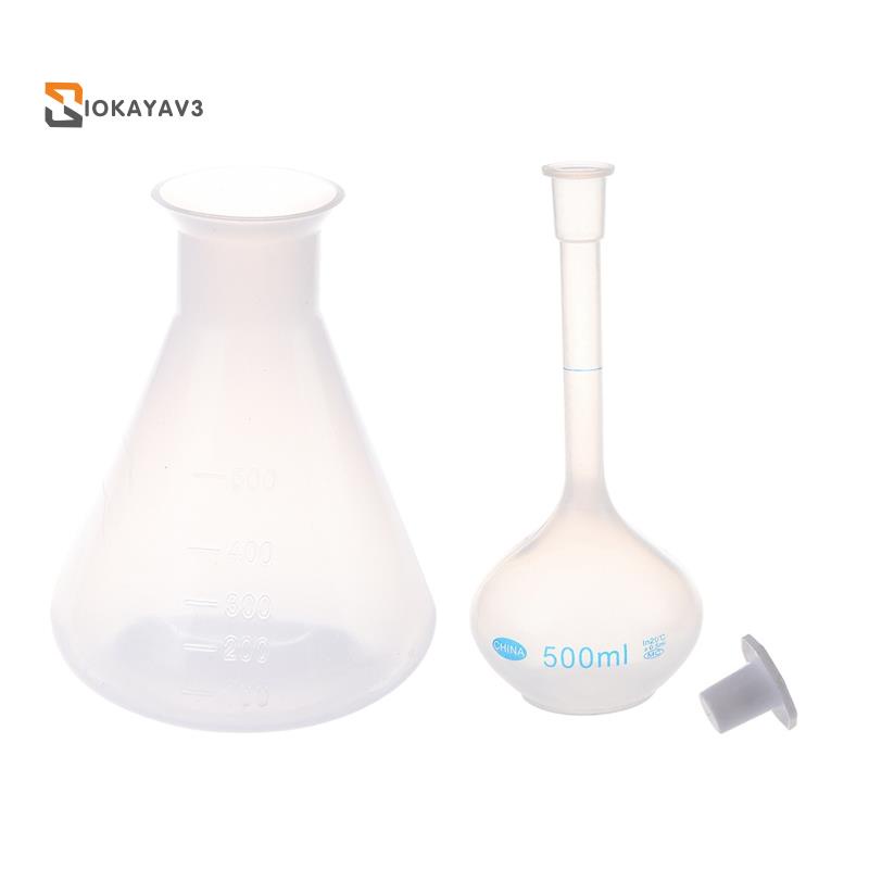 500Ml Clear Plastic Chemical Conical Flask Storage Bottle & Long Neck ...