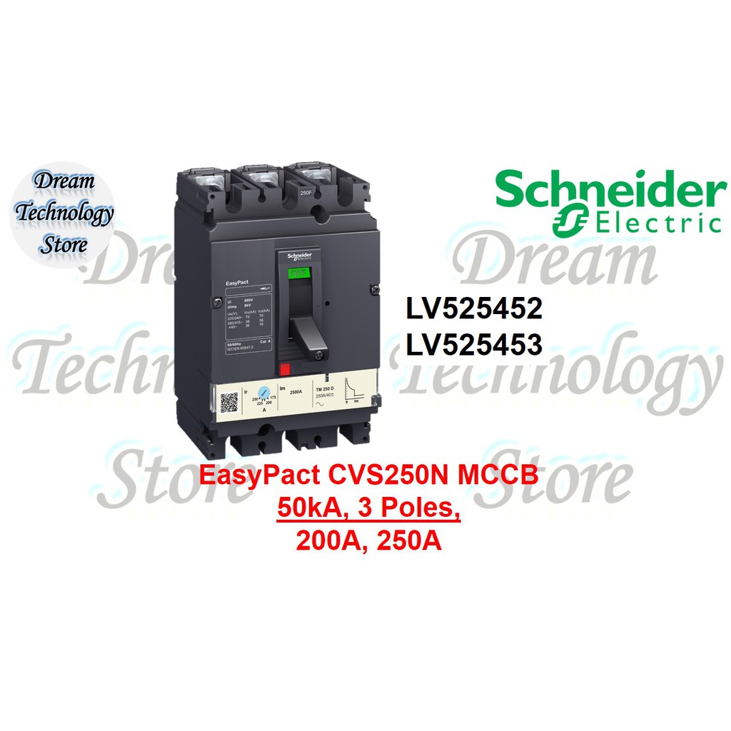Schneider EasyPact CVS250N Adjustable MCCB 3 Poles Circuit breaker 50kA ...