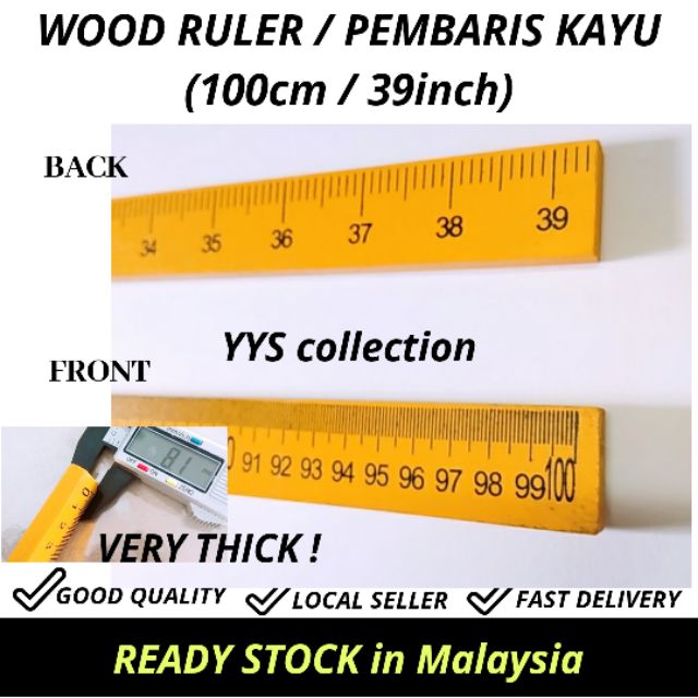 (1METER /100cm) Wood Ruler/ Wooden ruler / Pembaris kayu / Pembaris ...
