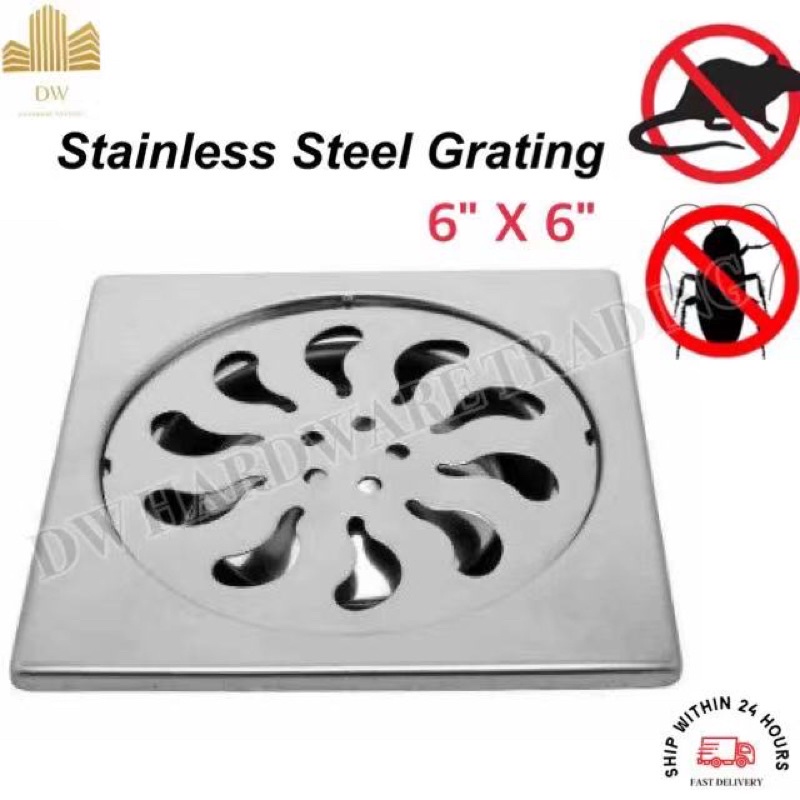 🔥Ready Stock🔥Stainless Steel Floor Grating 6"X6"/Floor Trap/ANTI-ODOUR ...