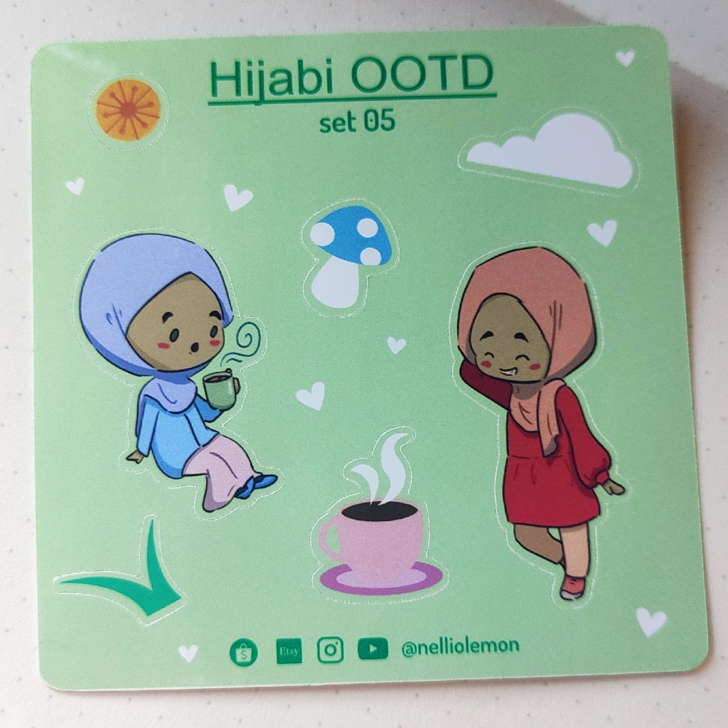 OOTD Set 05 Sticker Sheet | Waterproof Glitter Laminated Pearl Glossy ...