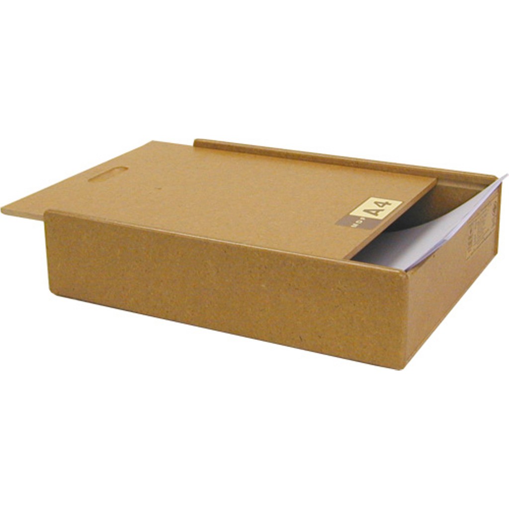 RELUX Stackable A4/Letter Size Document Storage Box With Slide Cover Wood Coated Lacquer Rounded ...