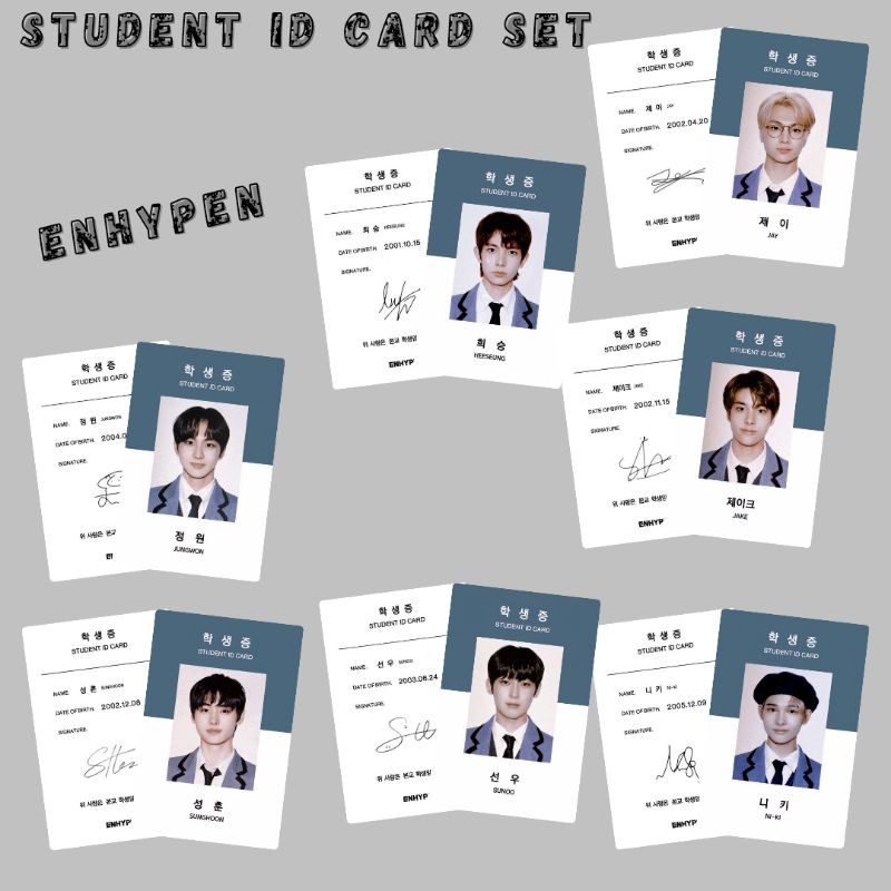 Enhypen Student Id Card Set (unofficial) - defect | Shopee Malaysia