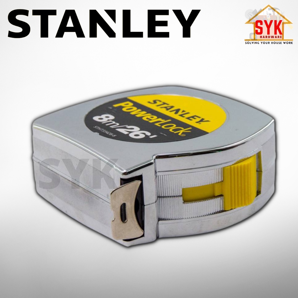 SYK Stanley STHT33428-8 (25mm) Power Lock Measuring Tape Ruler Chrome ...