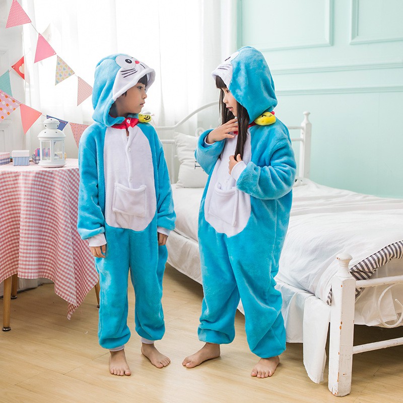 New Cartoon Onesie Sleepwear Kid Boy Girl Xmas Cosplay Doraemon Costume ...