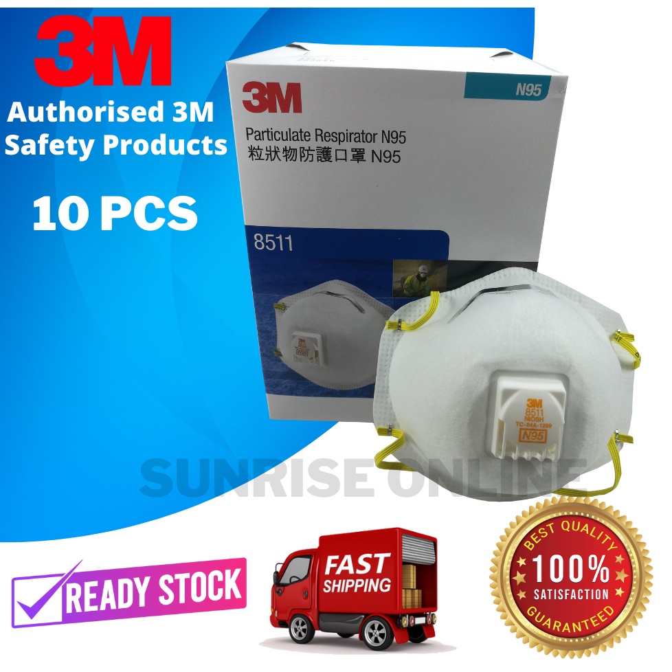 [ORIGINAL] 3M 8511 N95 Particulate Respirator -1 Box(10Pcs) Cool Flow ...