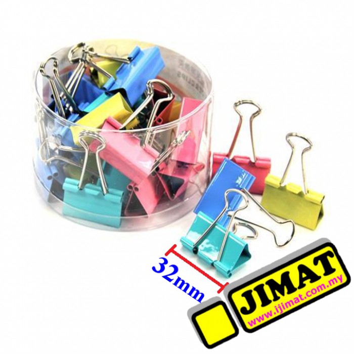 (24pcx/box) 32mm Colour Binder Clip / Klip Pengikat Berwarna | Shopee ...