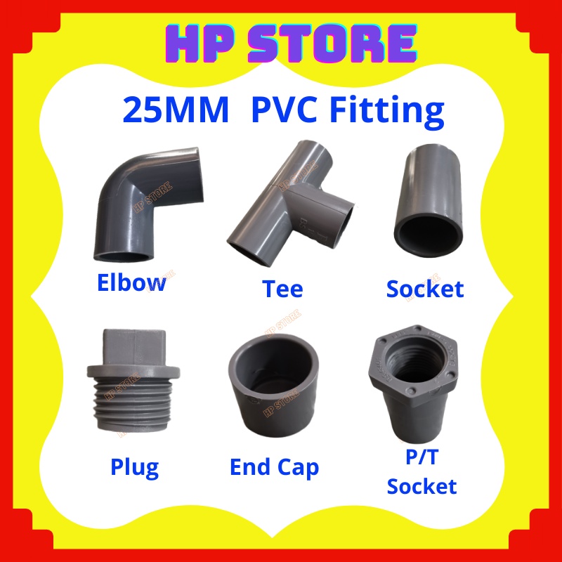 25mm 1" PVC Fitting PVC Joint Connector PVC Elbow Socket Elbow Tee P/T ...