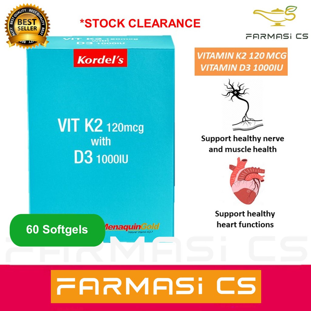 PROMO Kordel's Vit K2 120mcg with D3 1000IU 60 softgels EXP:06/2026 ...