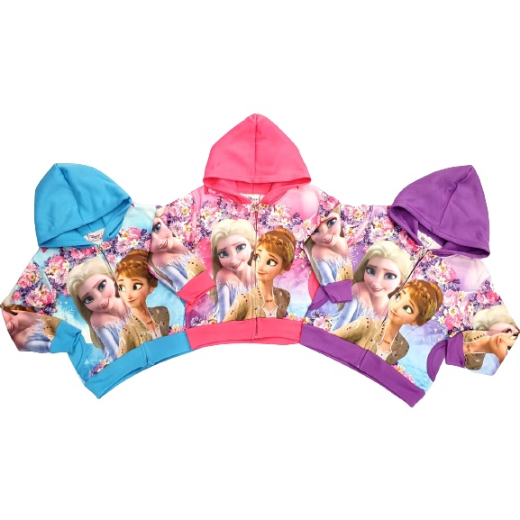 Kids Girl Hoodie Jacket Frozen Elsa Anna Sweater Jaket Budak Perempuan ...
