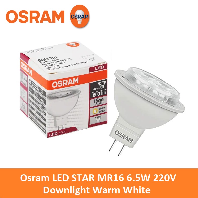 Osram Led Star MR16 6.5W 2700K 220V GU5.3 36D Led Lamp Downlight Warm ...