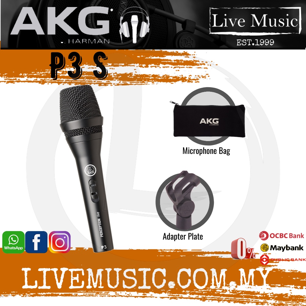 AKG P3 S High-Performance Dynamic Microphone with On/Off Switch (P3S/P3 ...