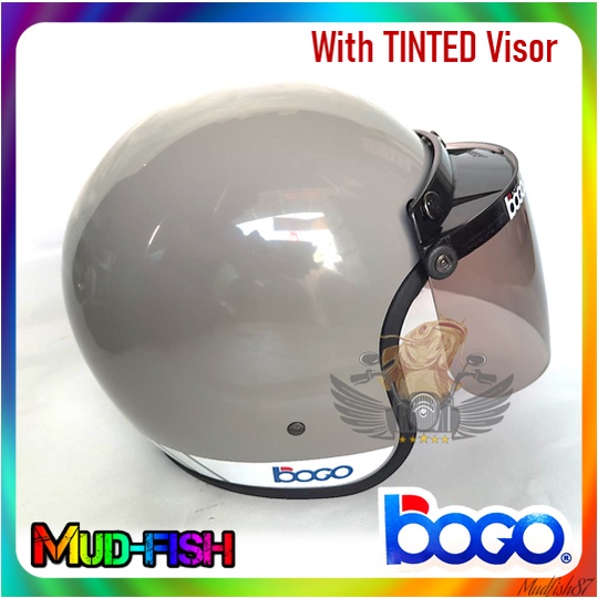 TOPI KELEDAR BOGO 3PINS MODERN GREY | NANO GRAY HELMET WITH VISOR (BG ...