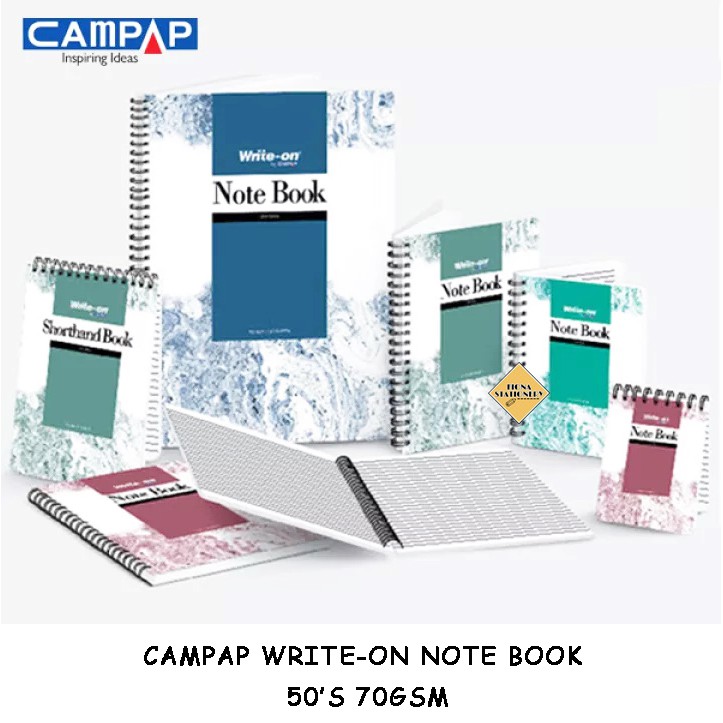 Campap Write-on Note Book 50 Sheets 70gsm - CW2203 A5 | CW2204 A6 ...