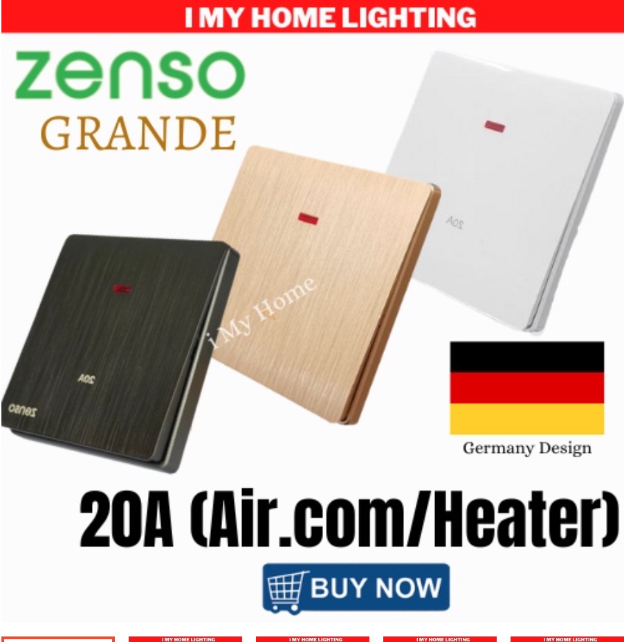 (SIRIM) ZENSO Grande Switch Black Gold Hairline White Rocker Slim ...