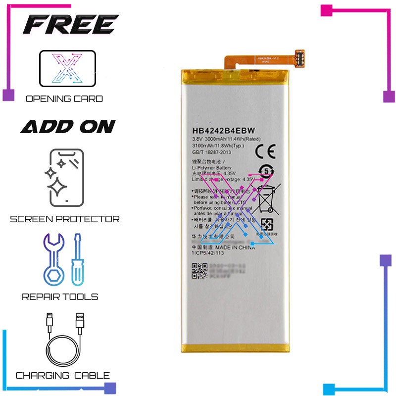 Battery Bateri Hb4242B4Ebw FOR Honor 6 H60-L04 / Honor 4X (3000 mAh ...