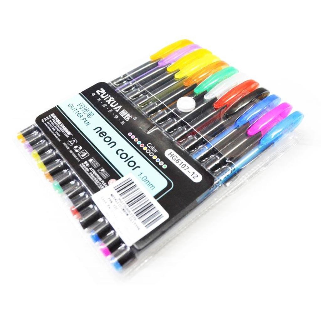 Glitter Neon Color Gel Pen Set (12 Colors Set)litter Neon Color Gel Pen ...