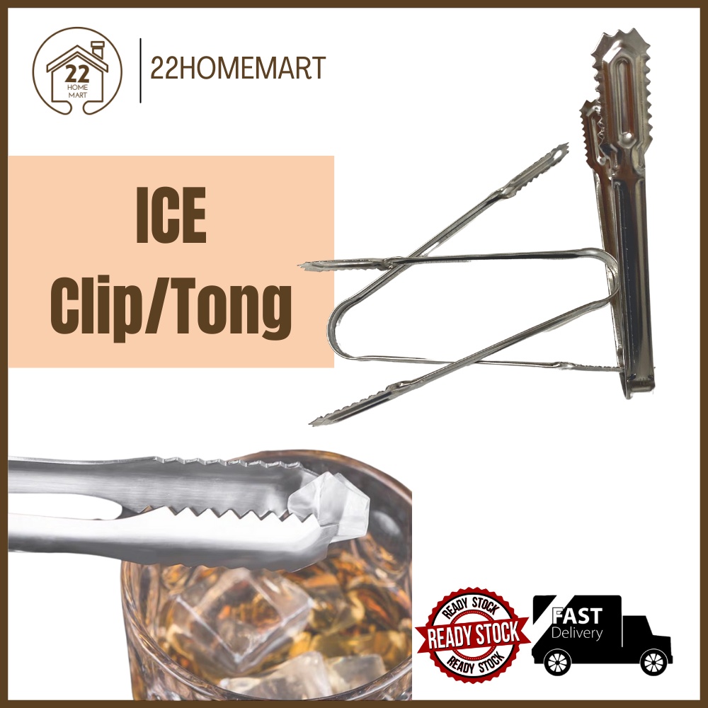 Stainless Steel Ice Clip Food Tongs Barbecue Clip / Penyepit Ice lauk ...