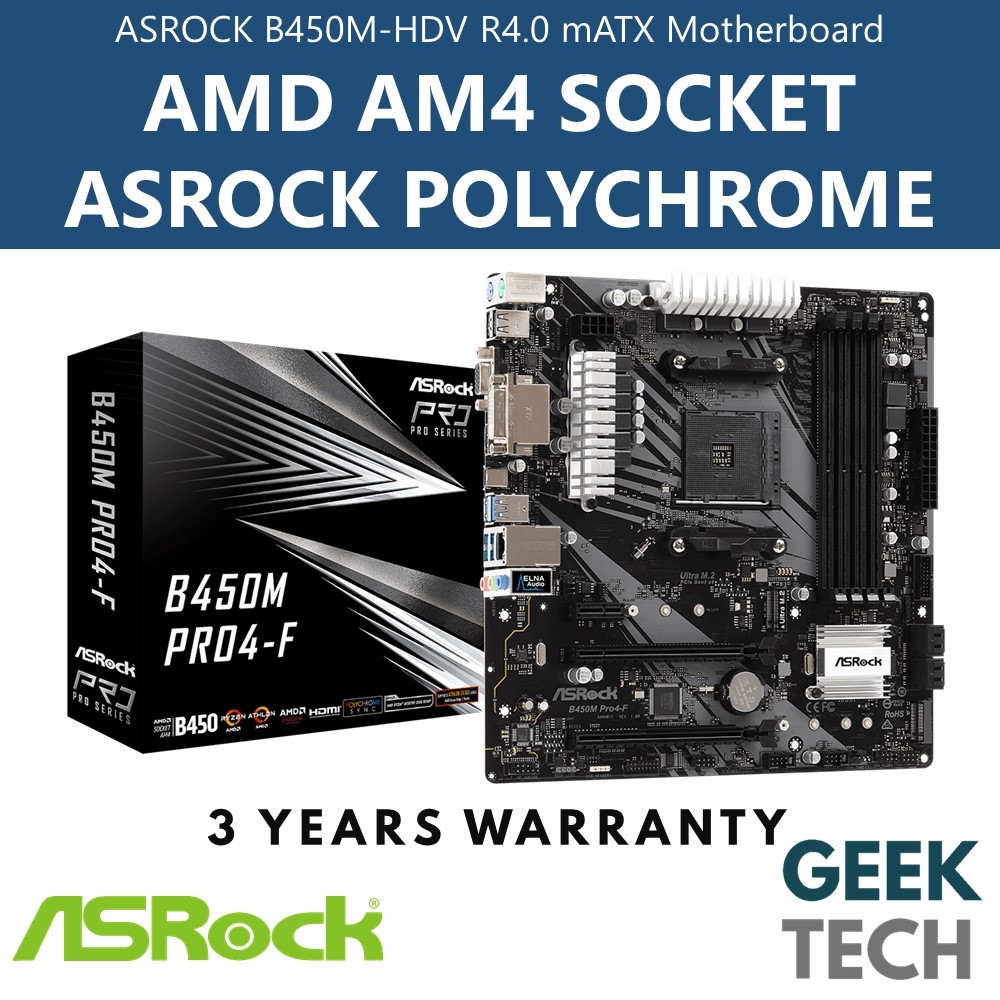 ASROCK B450M Pro4-F mATX Motherboard | Shopee Malaysia