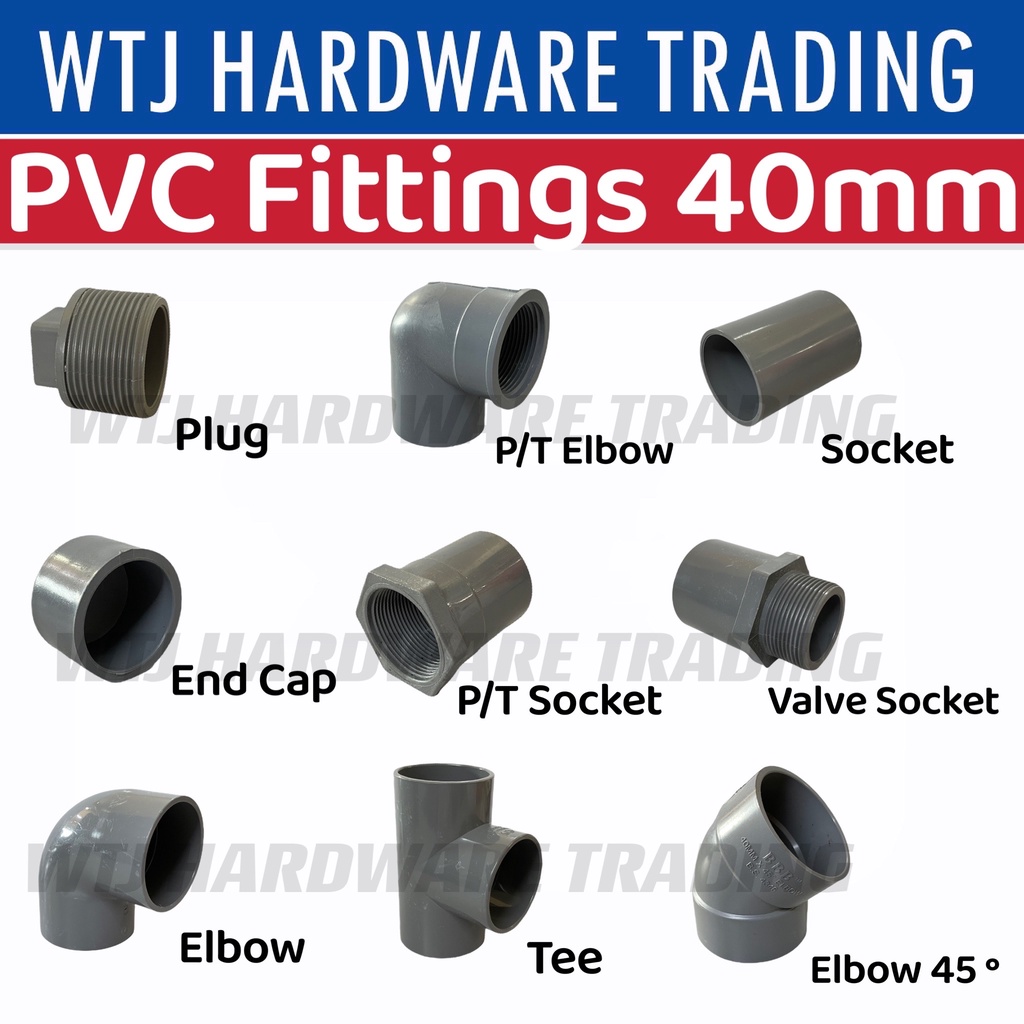 40MM PVC Fittings / PVC Connector - Socket/Elbow/Tee - P/T Socket Elbow ...