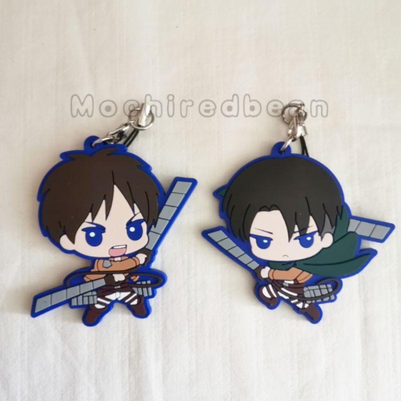 Attack On Titan Keychain Eren Levi Anime Keychain Rubber Strap | Shopee ...