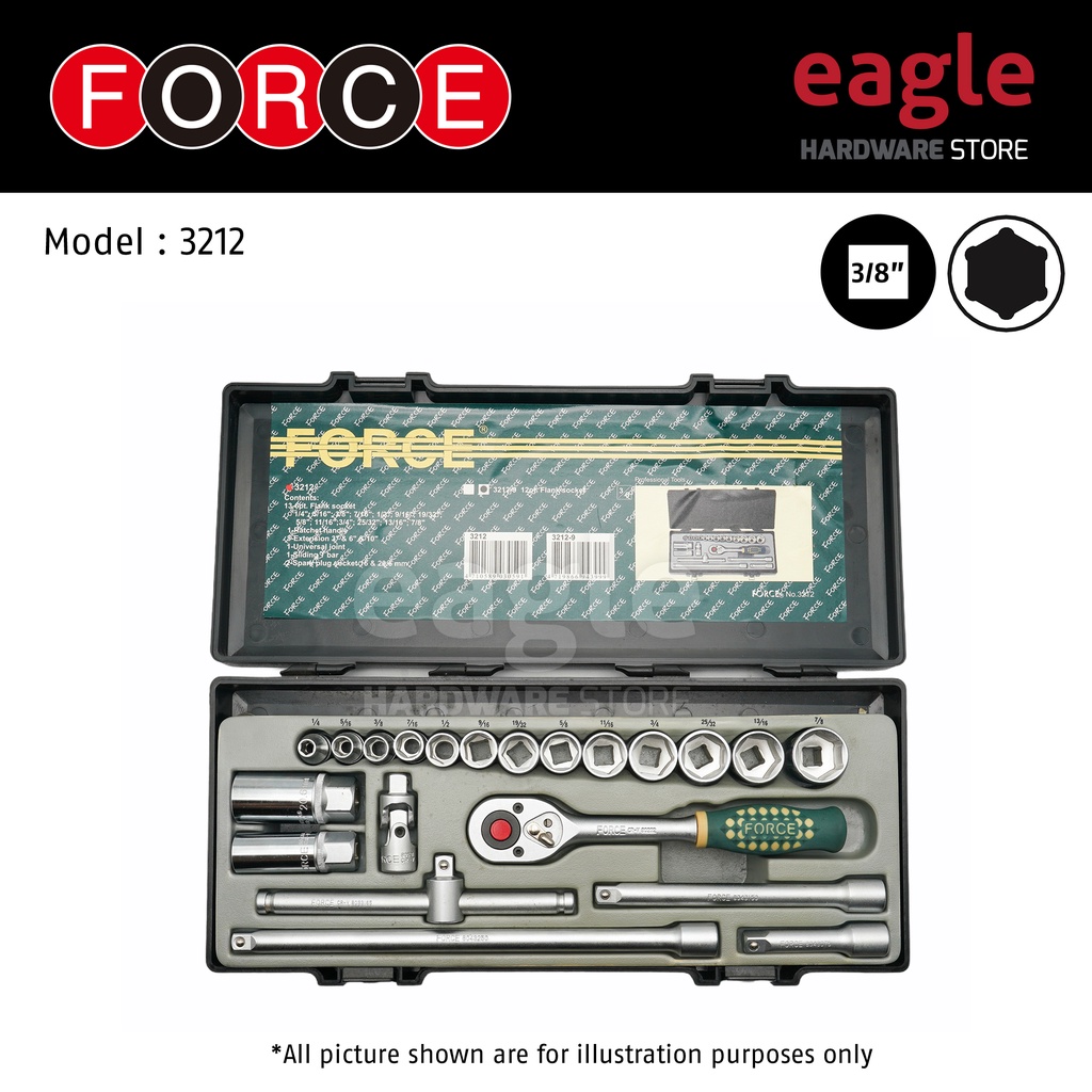 Force 3212 21pcs 3/8" 6pt Socket Set ( SAE ) | Shopee Malaysia