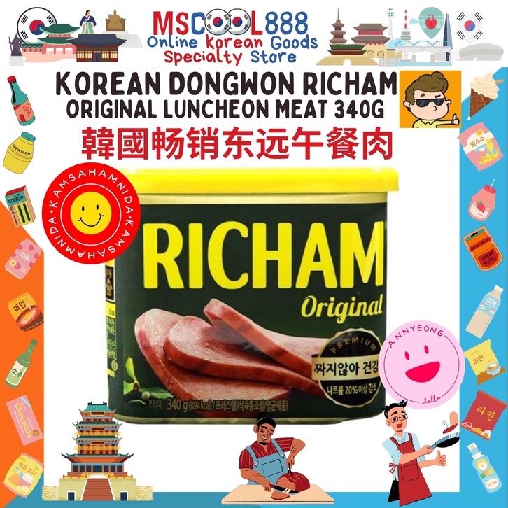 Richam Dongwon Original Korea Luncheon Meat Can Tin 340g韩国外国午餐肉100%全肉猪 ...